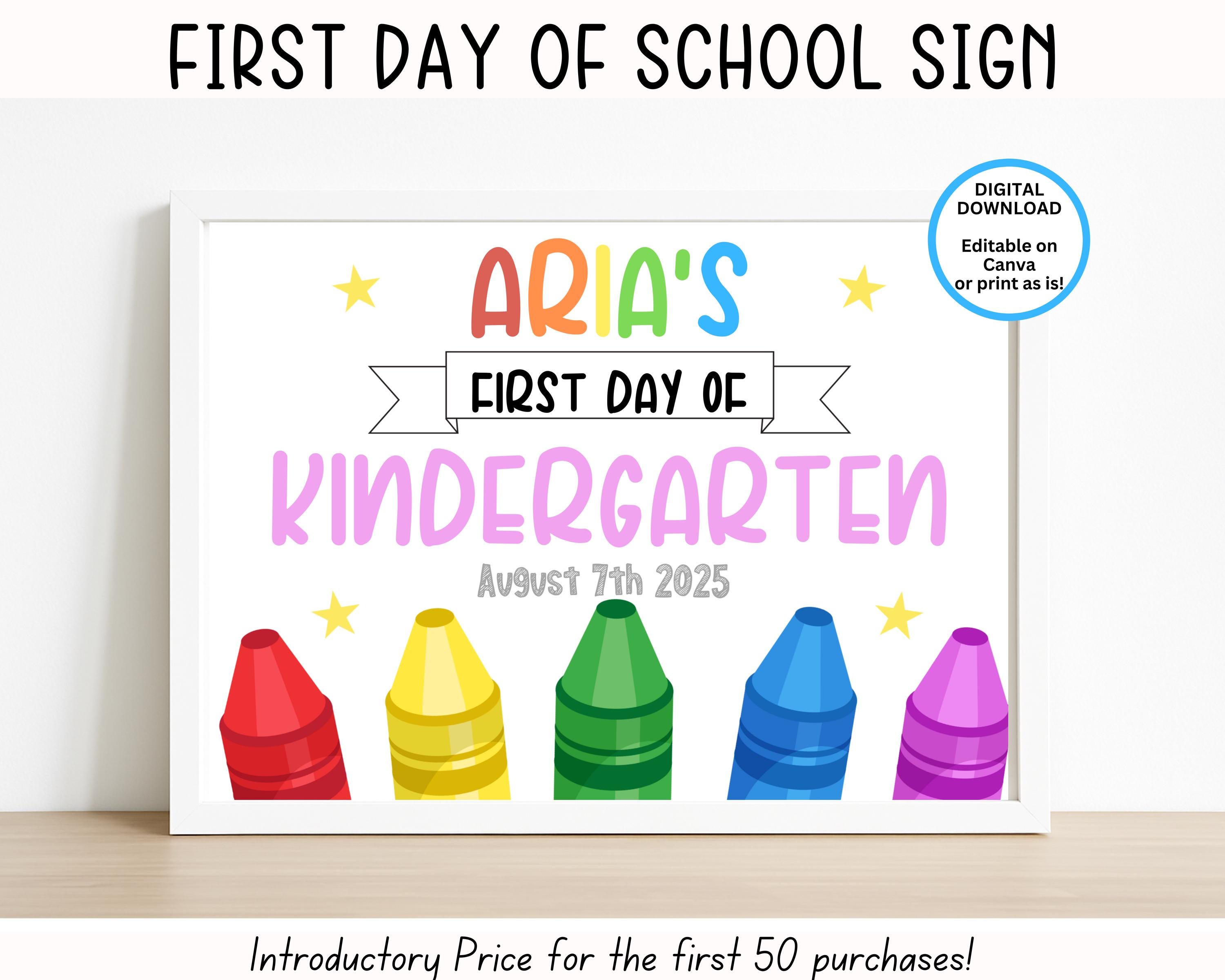 EDITABLE First Day of School Sign, Back to School Certificate, First ...