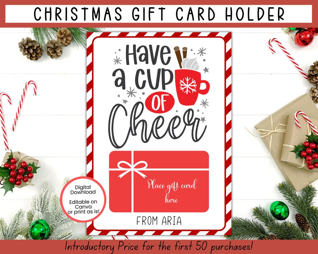 EDITABLE Printable Christmas Gift Card Holder, Teacher Christmas Card ...