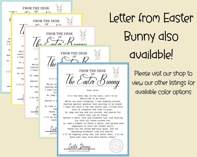 EDITABLE Certificate From Easter Bunny Green Printable Easter - Etsy ...