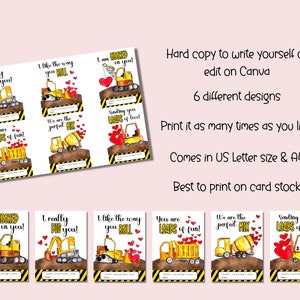 EDITABLE Printable Construction Valentine Cards, Classroom Valentines ...