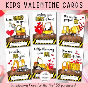 EDITABLE Printable Construction Valentine Cards, Classroom Valentines ...