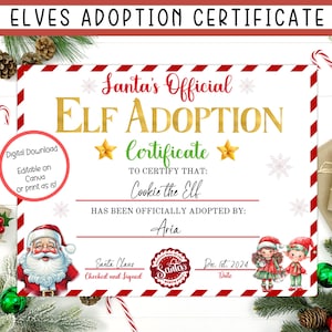 EDITABLE Elf Adoption Certificate, Multiple Elves, Letter From Your Elf ...