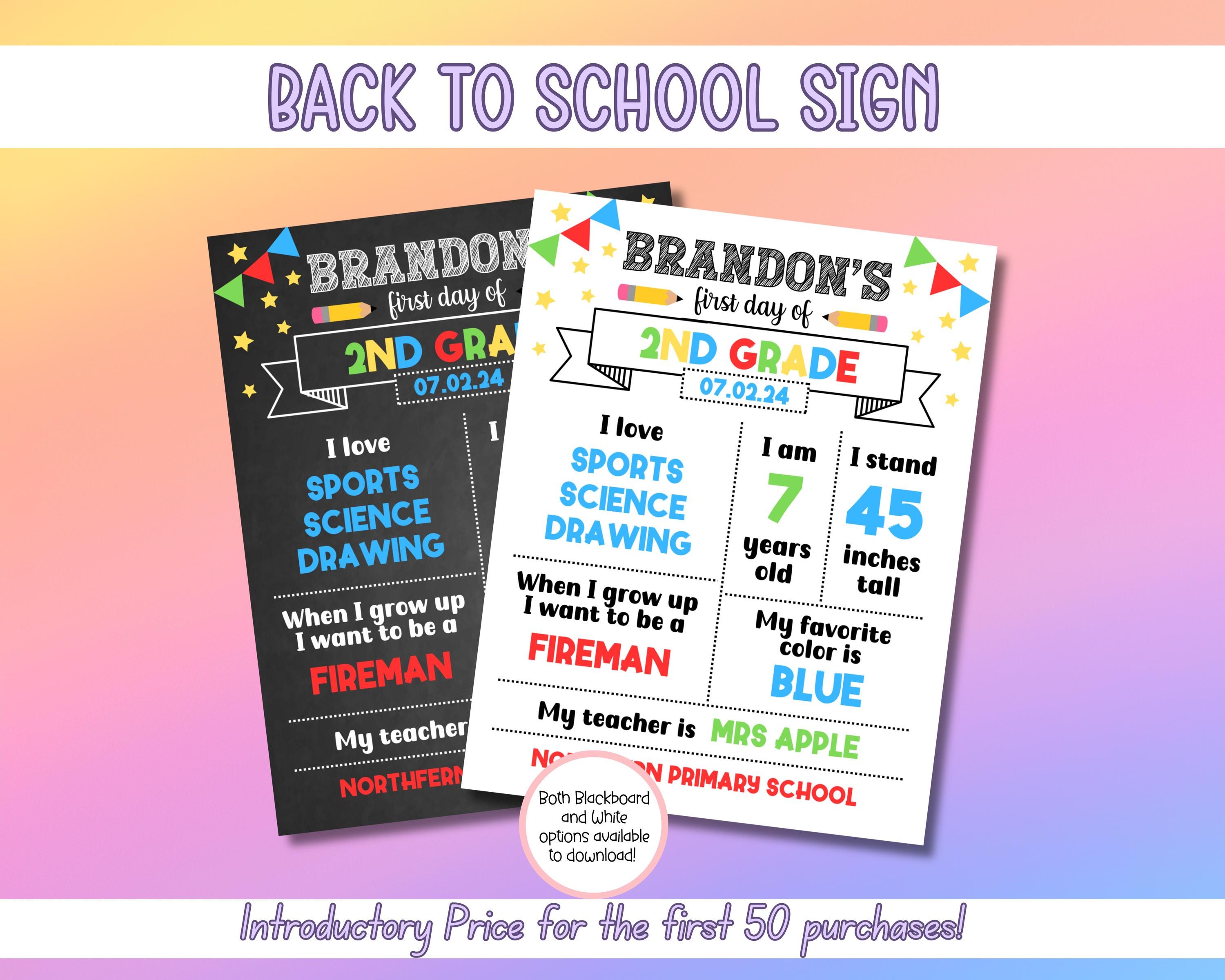 EDITABLE Chalkboard Back to School Sign, Printable School Sign ...