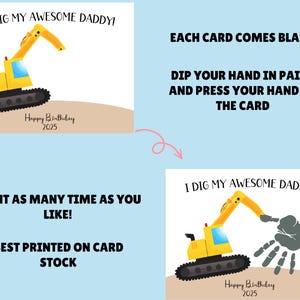 Dad's Birthday Gift Printable, Digger Construction Handprint Art ...