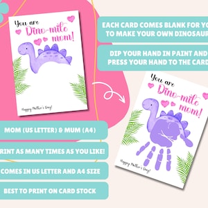 Mother's Day Printable, Dinosaur Handprint Art Bundle, Mothers Day Gift ...
