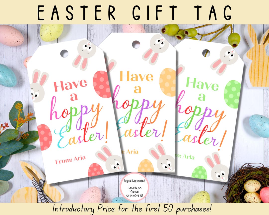 EDITABLE Colourful Easter Bunny Gift Tags, Easter Printables, Kids ...
