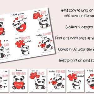 EDITABLE Panda Valentine Cards, Classroom Valentines Day Cards, Kids ...