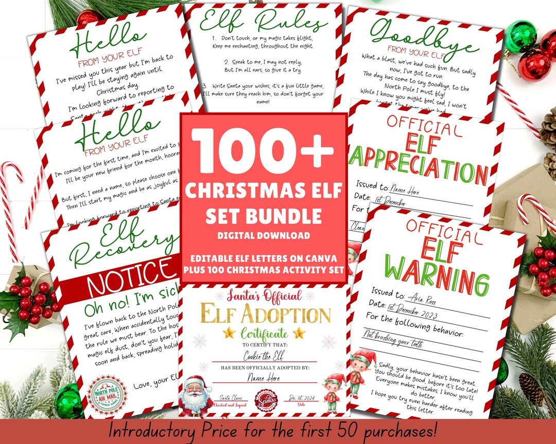 EDITABLE Elf Letter Set, Elf Welcome Letter, Elf Goodbye Letter, Elf ...