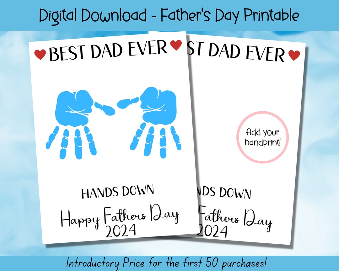 Father's Day Printable, Best Dad Ever Handprint Art, Fathers Day Gift ...