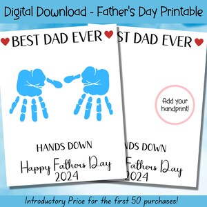 Father's Day Printable, Best Dad Ever Handprint Art, Fathers Day Gift ...