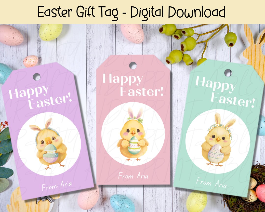 EDITABLE Colourful Chick Easter Gift Tags Easter Printables - Etsy