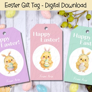 EDITABLE Colourful Chick Easter Gift Tags Easter Printables - Etsy