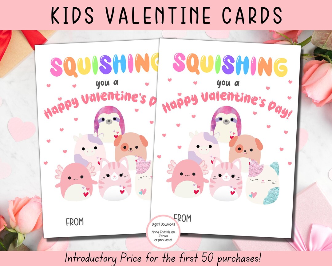 EDITABLE Squish Valentine Cards, Classroom Valentines Day Cards, Kids ...