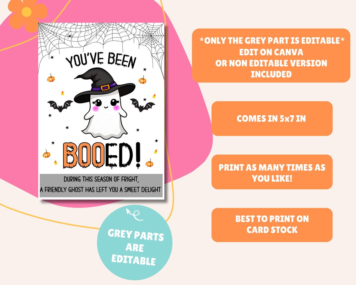 EDITABLE You've Been Booed Printable, Boo Box Gift Tag, Boo Basket Tags ...