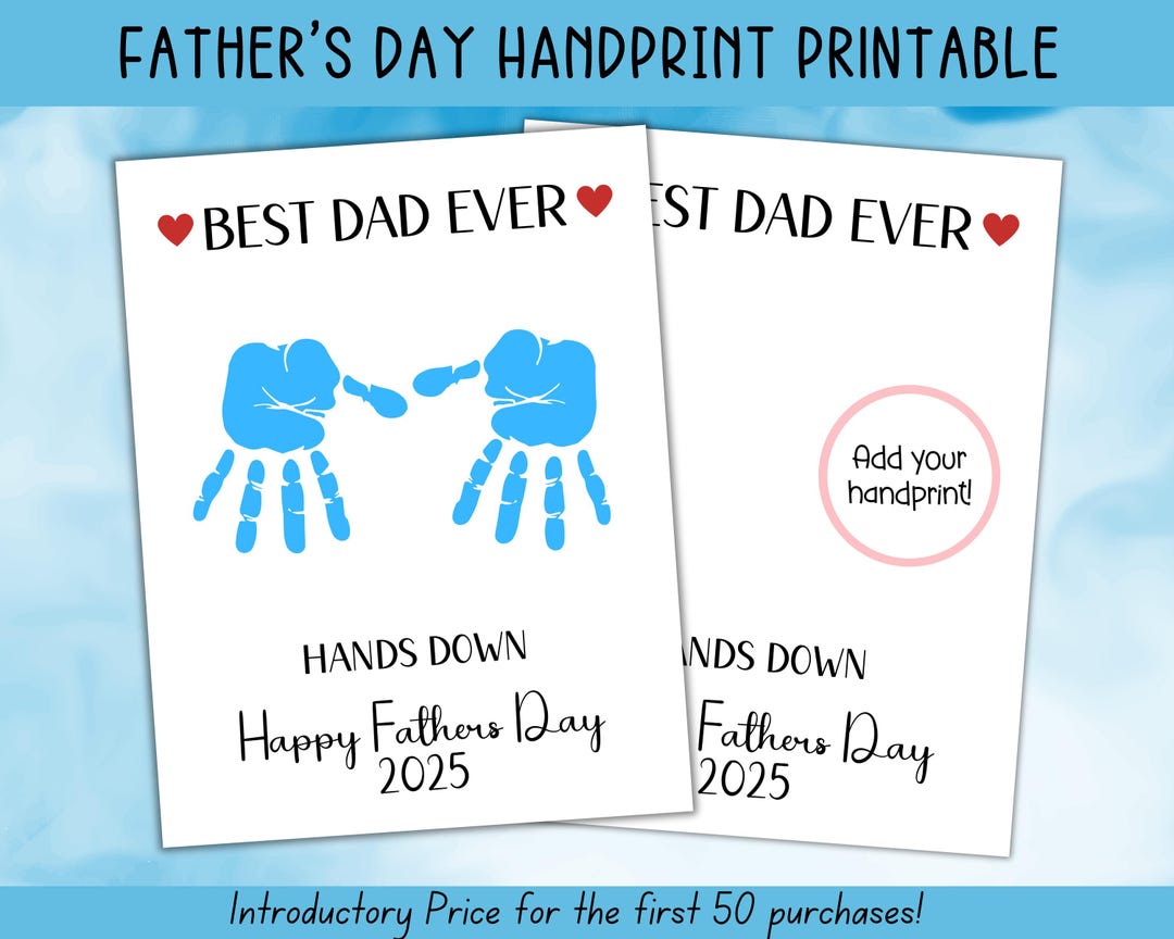 Father's Day Printable, Best Dad Ever Handprint Art, Fathers Day Gift ...