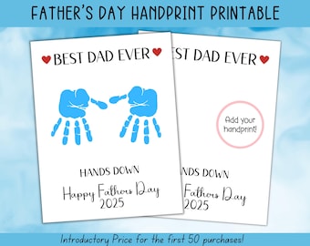 Father's Day Printable, Best Dad Ever Handprint Art, Fathers Day Gift ...