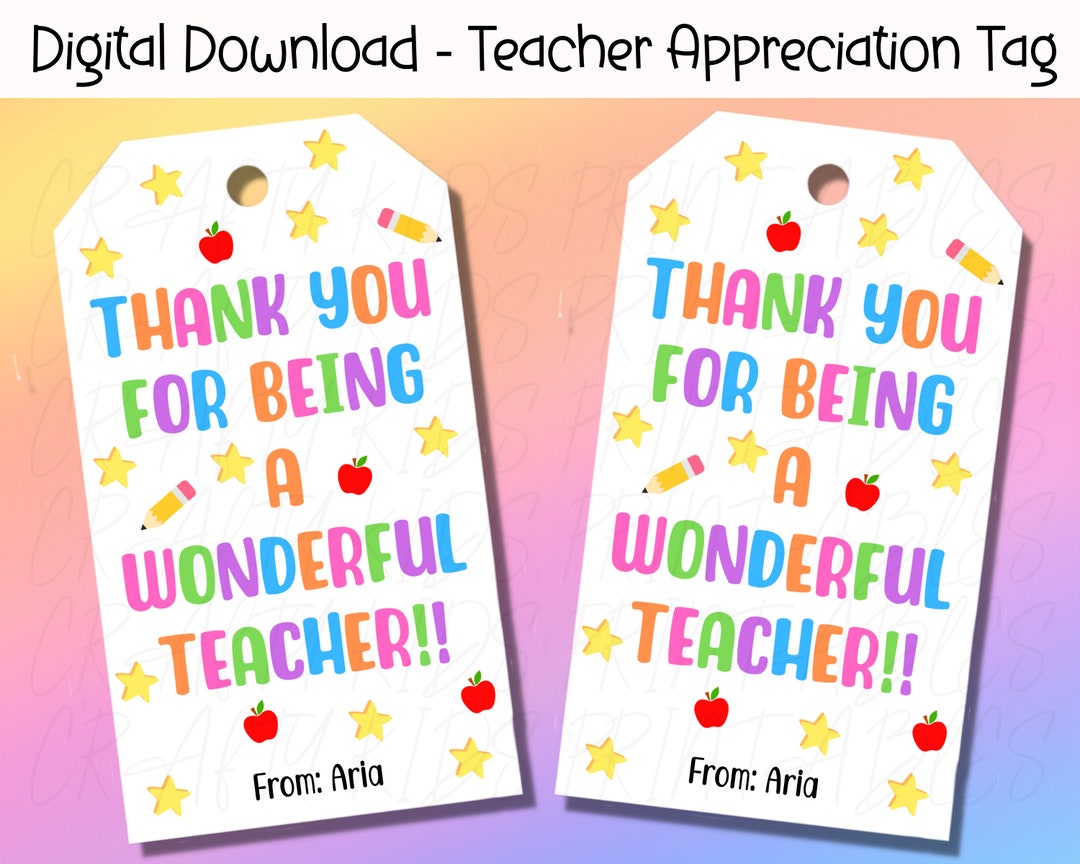 EDITABLE Teacher Appreciation Gift Tag, Staff Appreciation Gift Tag ...