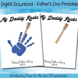 Father's Day Printable, My Daddy Rocks Handprint Art, Fathers Day Gift ...