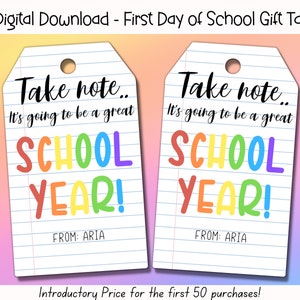 EDITABLE First Day of School Gift Tag, Back to School Gift Tag, Teacher ...
