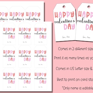 EDITABLE Valentine Gift Tags, Printable Kids Valentine Tags, Classroom ...