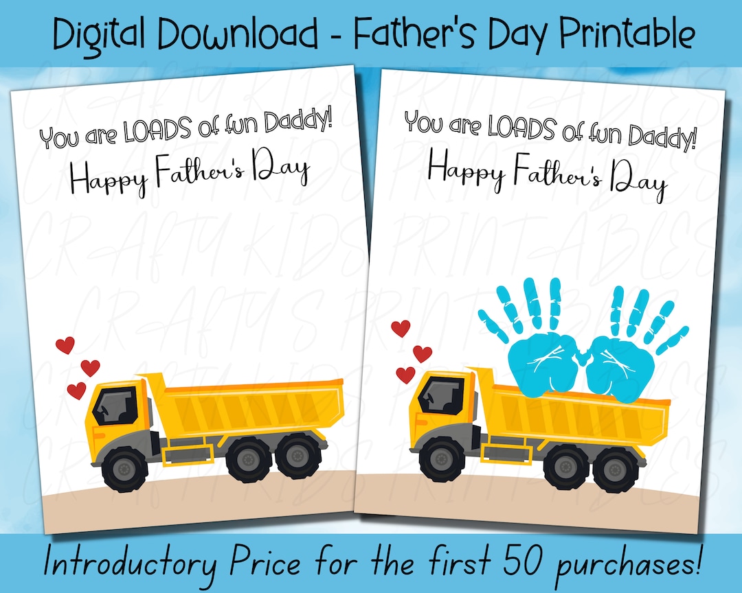 Father's Day Printable Construction Handprint Art - Etsy