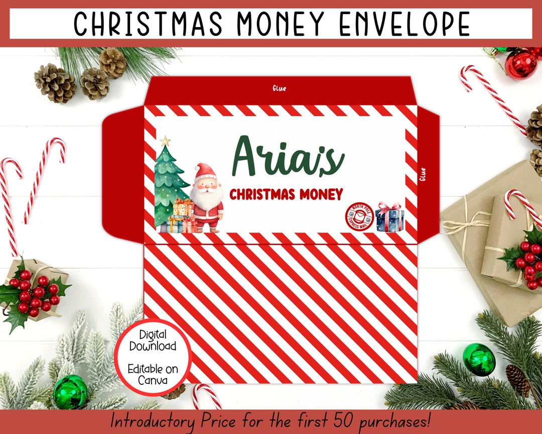 EDITABLE Christmas Money Envelope Template, Christmas Money Gift ...