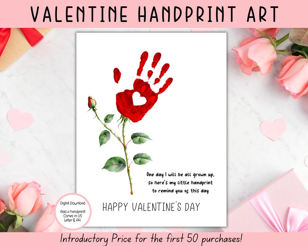 Printable Handprint Valentine, Valentine Handprint Printable, Love ...