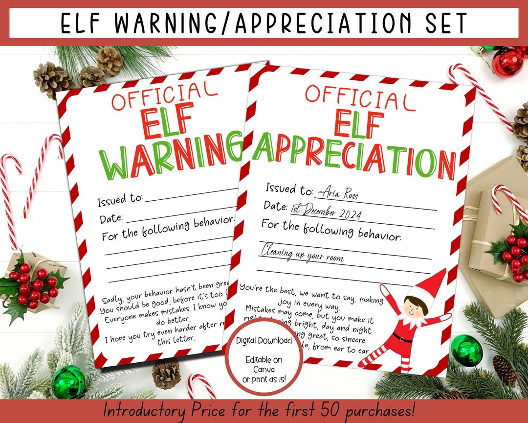 EDITABLE Elf Behaviour Letter, Elf Naughty Letter, Elf Appreciation ...