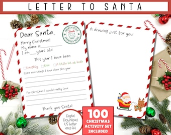 Printable Letter to Santa • Santa Letter • Kids Christmas Wish List ...