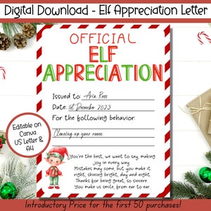 EDITABLE Elf Appreciation Letter Elf Good Behavior Letter - Etsy