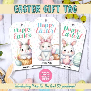 EDITABLE Cute Easter Gift Tags, Easter Printables, Kids Easter Basket ...