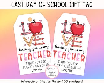 Last Day of School Gift Teacher Appreciation Thank You Gift End of ...