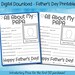 Father's Day Printable, All About My Dad Book, Fathers Day Gift, Father ...