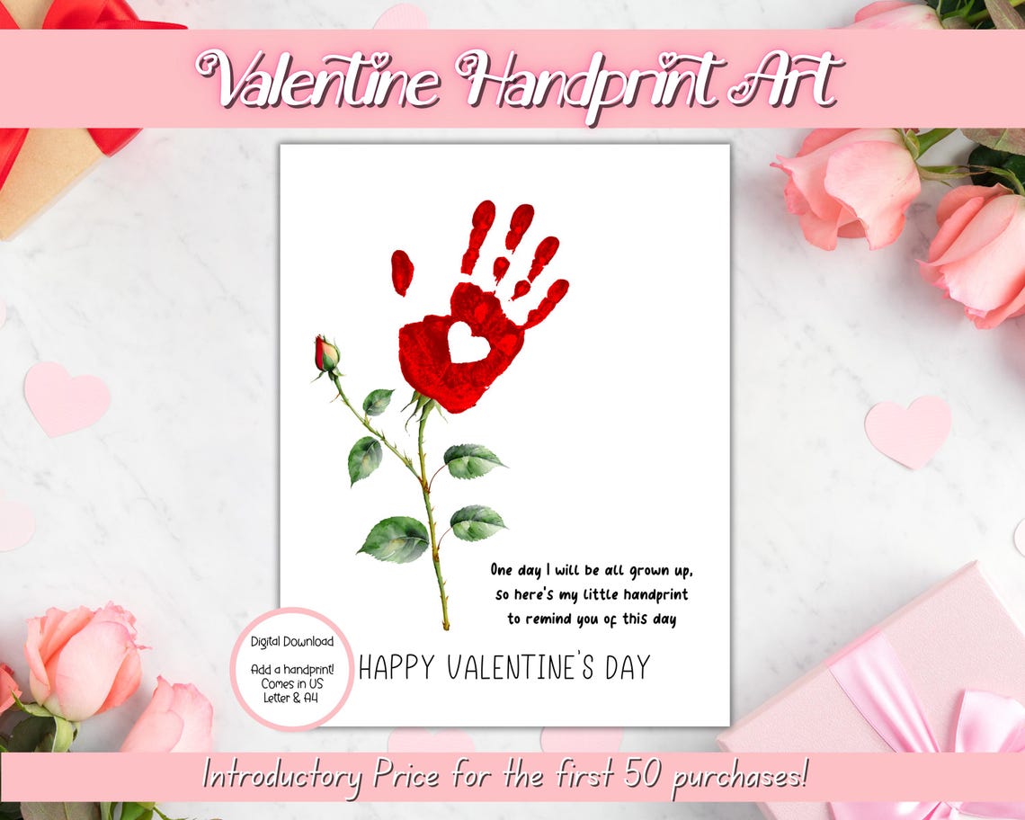 Printable Handprint Valentine, Valentine Handprint Printable, Love ...