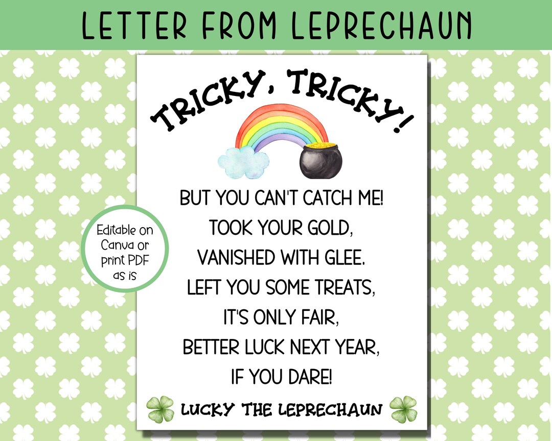 EDITABLE Leprechaun Letter, Leprechaun Trap Letter, Letter From ...
