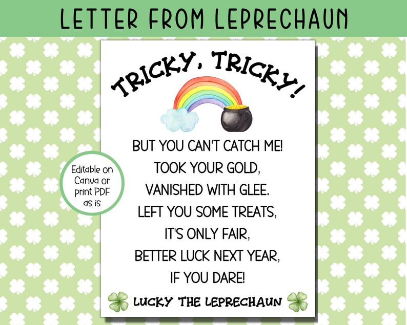 EDITABLE Leprechaun Letter, Leprechaun Trap Letter, Letter From ...