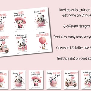 EDITABLE Panda Valentine Cards, Classroom Valentines Day Cards, Kids ...