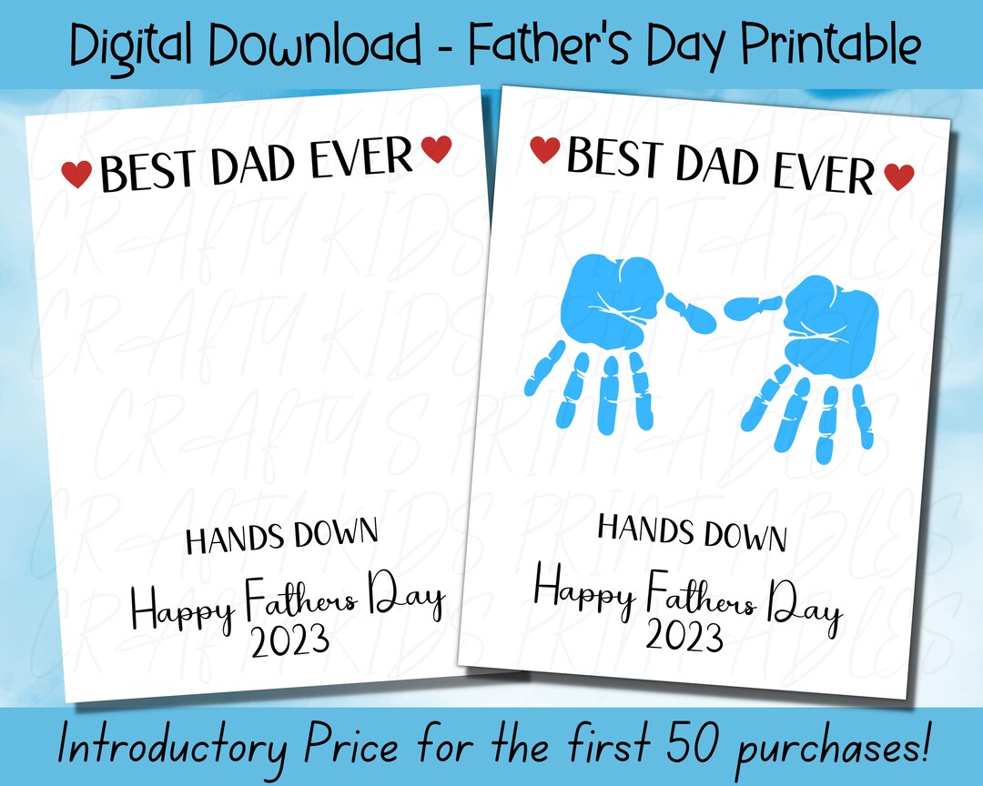 Father's Day Printable Best Dad Ever Handprint Art - Etsy