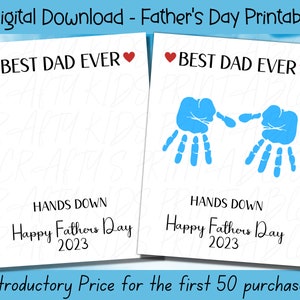 Father's Day Printable Best Dad Ever Handprint Art - Etsy