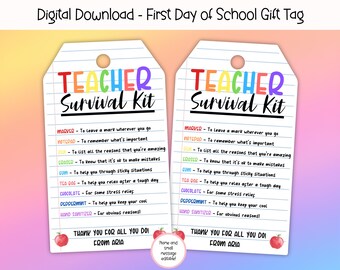 EDITABLE First Day of School Gift Tag, Back to School Gift Tag, Teacher ...