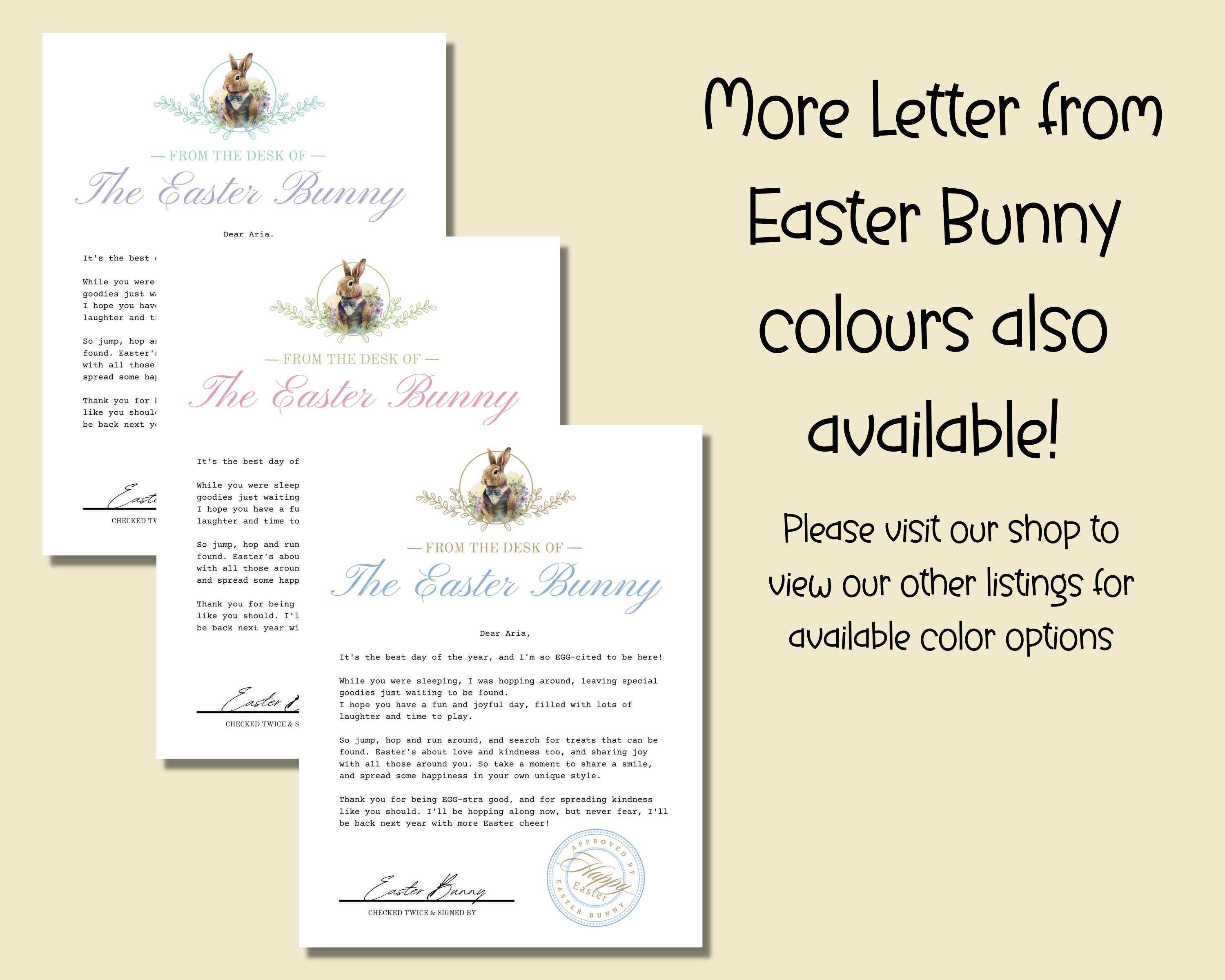 EDITABLE Letter From Easter Bunny Purple Printable Easter - Etsy