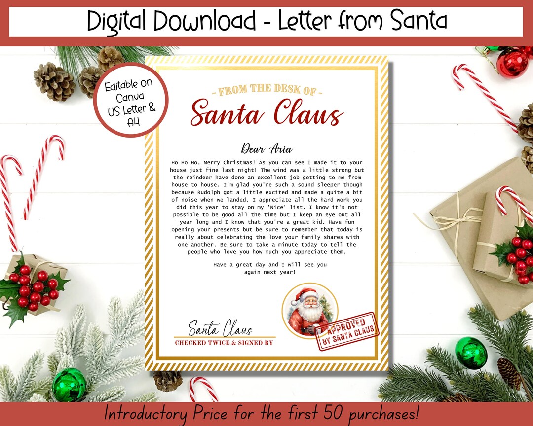 EDITABLE Letter From Santa, Printable Santa Stationary, Official Santa ...