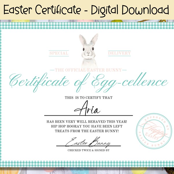 Easter Certificate - Etsy