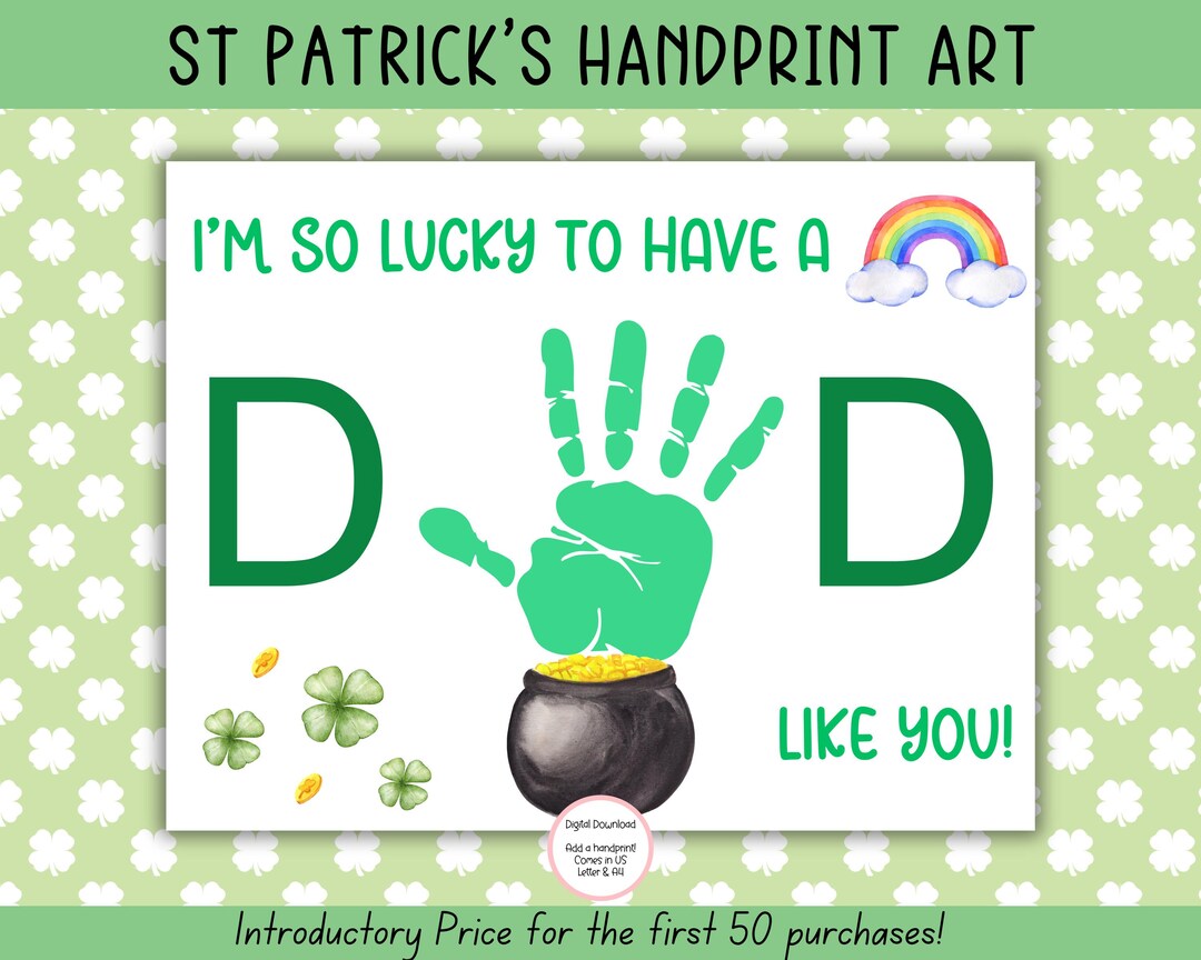 St Patrick's Day Handprint Art for Dad, St Patrick's Day Handprint ...