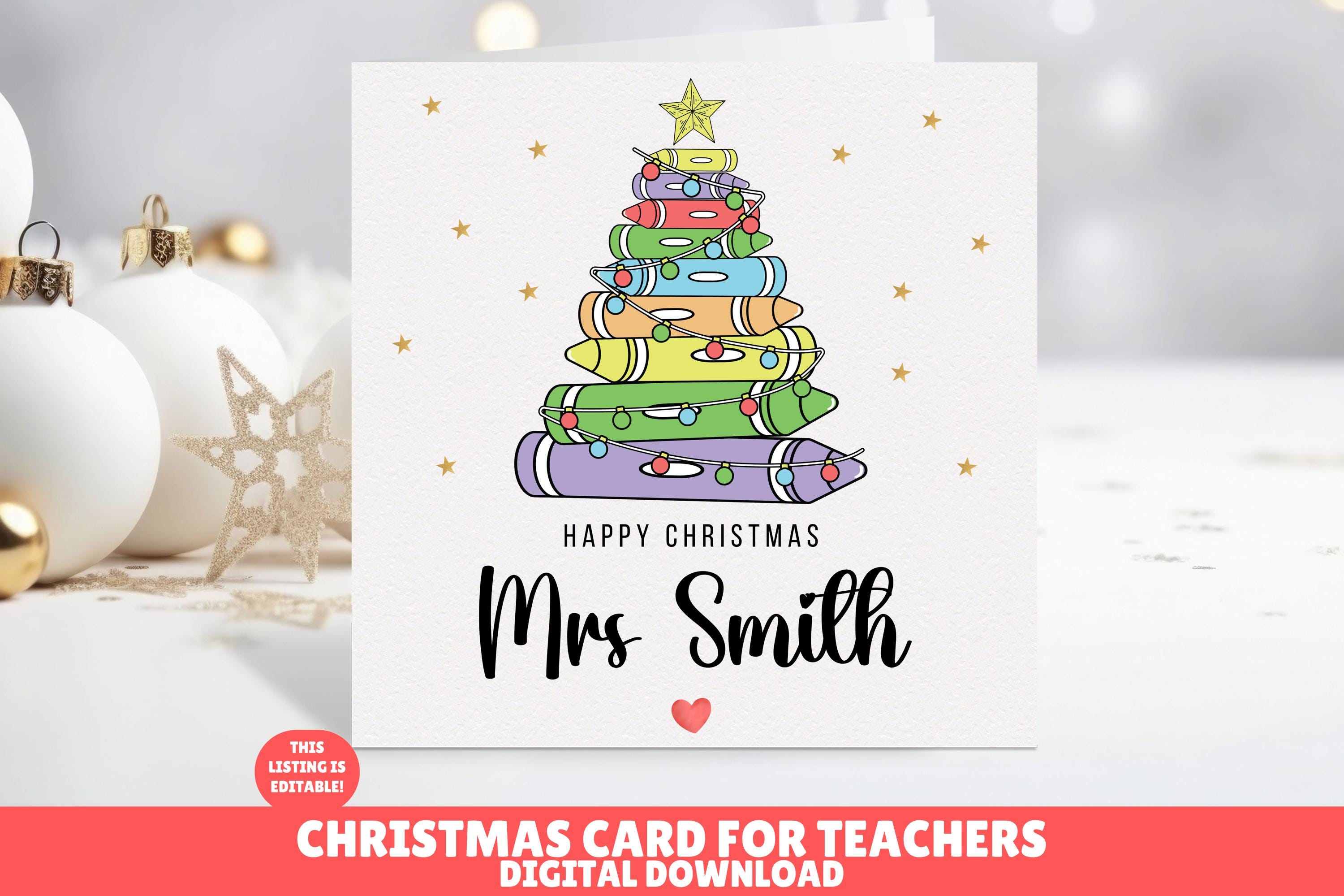 EDITABLE Teacher Christmas Card, Personalized Christmas Card for ...