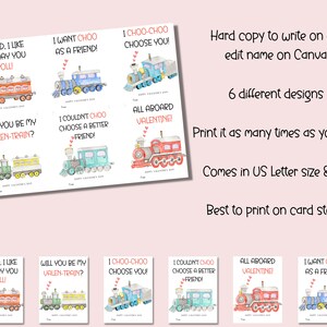 EDITABLE Printable Train Valentine Cards, Classroom Valentines Day Card ...