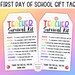 Editable Back to School Survival Kit, First Day of School Gift Tag ...