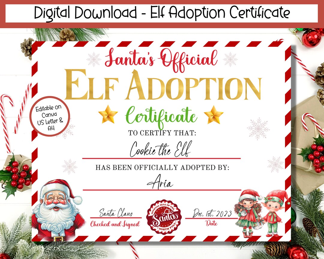 EDITABLE Elf Adoption Certificate, Multiple Elves, Letter From Your Elf ...