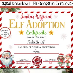 EDITABLE Elf Adoption Certificate, Multiple Elves, Letter From Your Elf ...