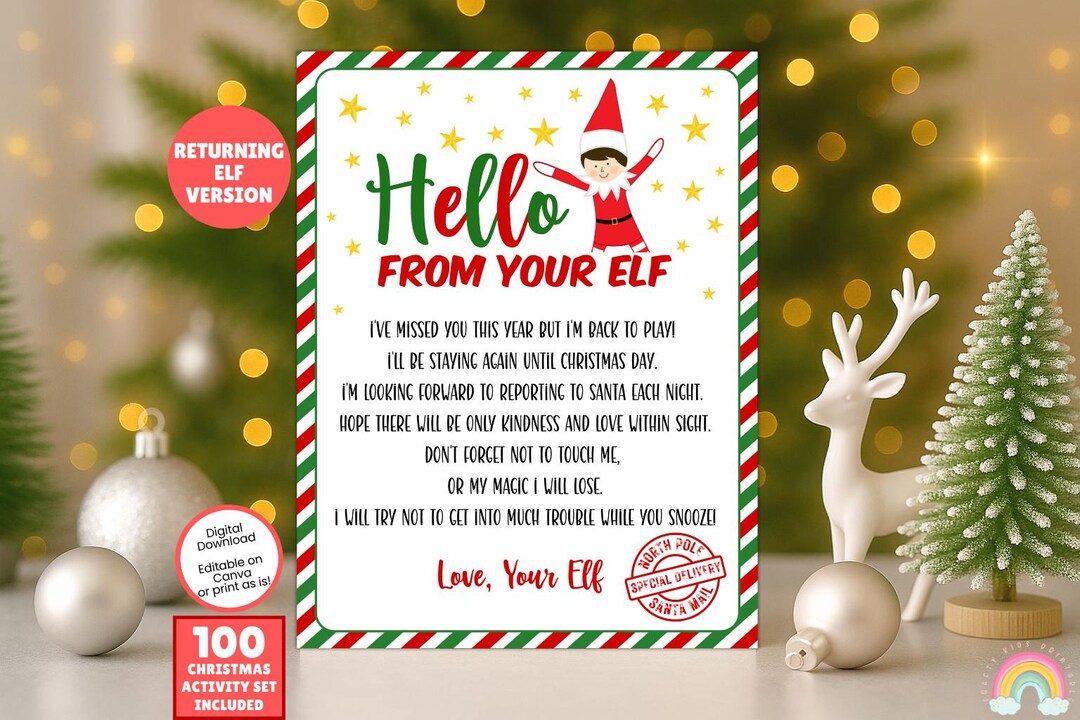 EDITABLE Elf Arrival Letter, Elf Welcome Letter, I'm Back Elf Letter ...